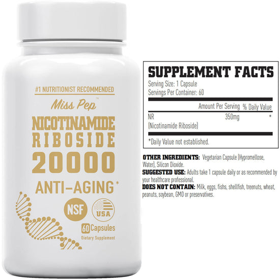 Misspep NR 20000 Supplement, High Purity Nicotinamide Riboside 350mg f ...